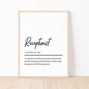 Receptionist Definition Print Gift, Receptionist Gift, Funny Home ...
