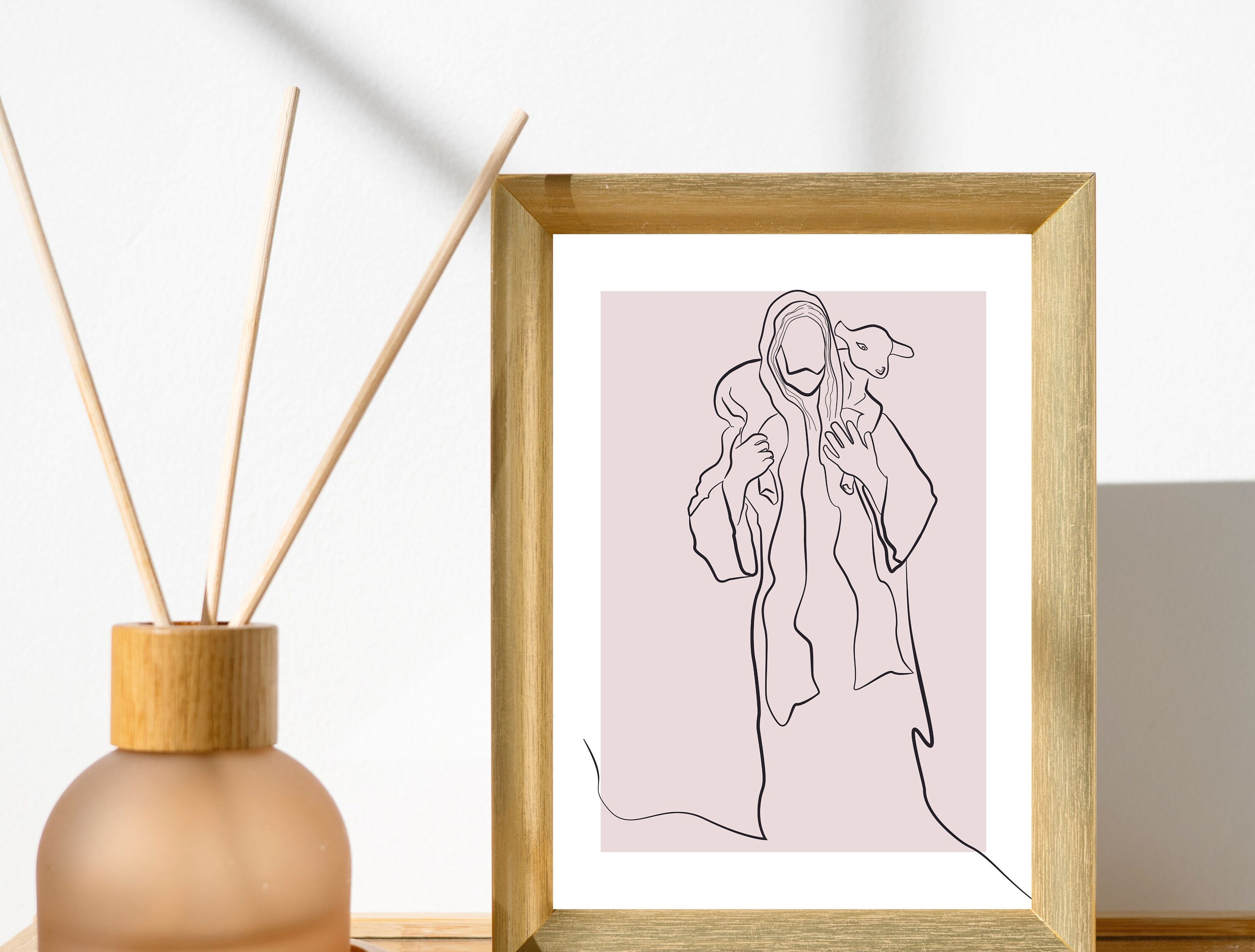 Christian Line Art, Jesus Line Art, Bible Story, Baptism Gift, Christ ...