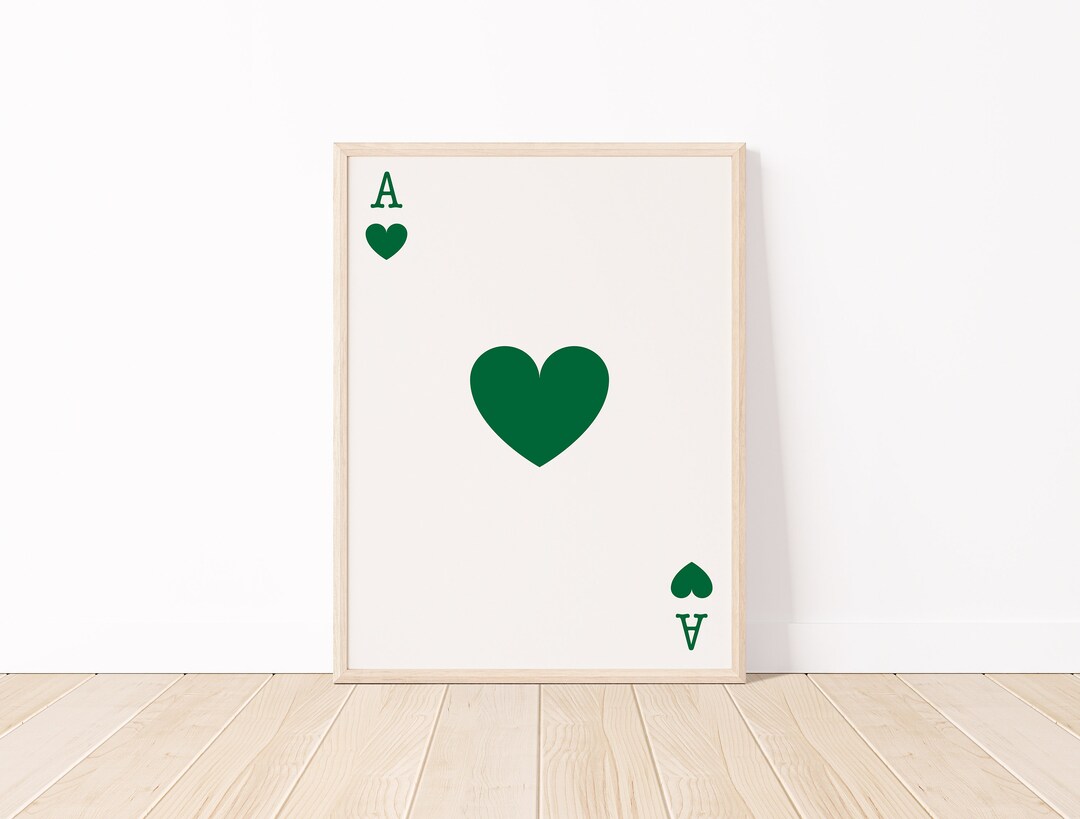 Ace Card Poster, Ace of Hearts Poster, Lucky You Print, Retro Text ...
