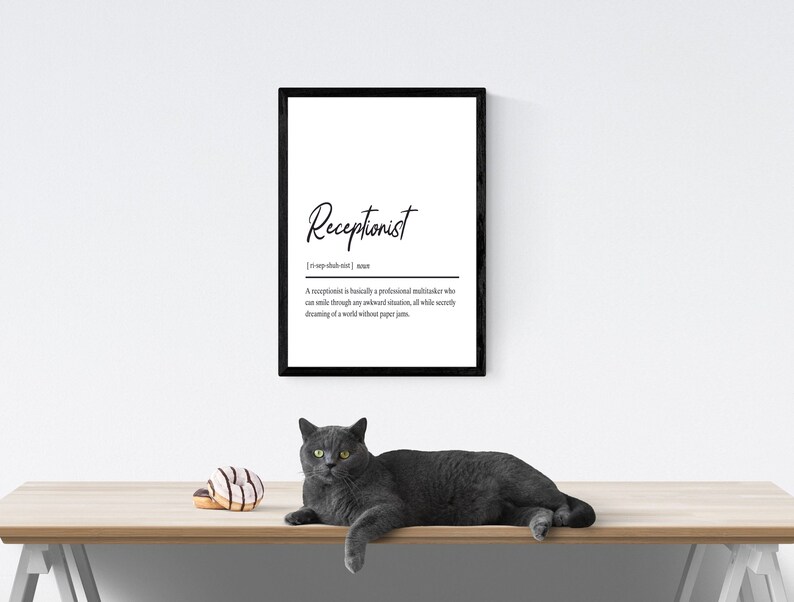 Receptionist Definition Print Gift, Receptionist Gift, Funny Home ...