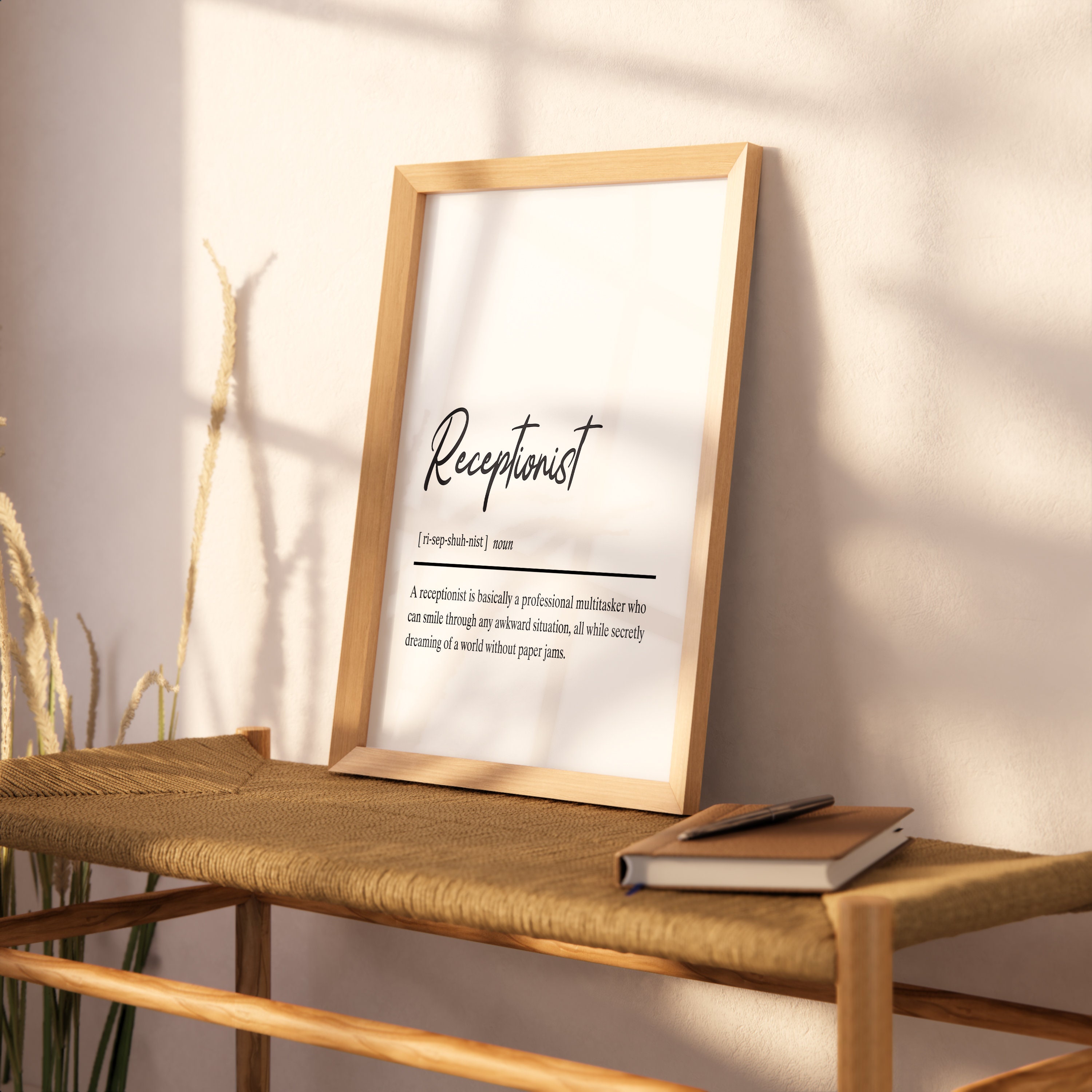 Receptionist Definition Print Gift, Receptionist Gift, Funny Home ...