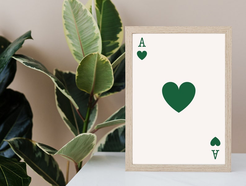 Ace Card Poster, Ace of Hearts Poster, Lucky You Print, Retro Text ...