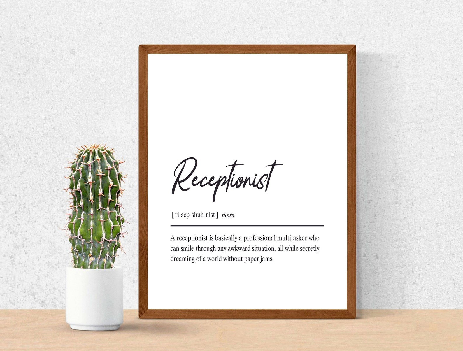 Receptionist Definition Print Gift, Receptionist Gift, Funny Home ...