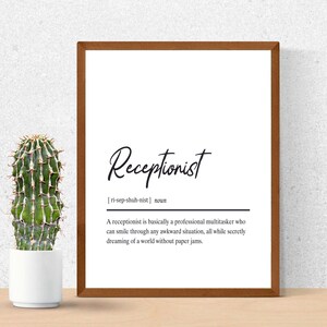 Receptionist Definition Print Gift, Receptionist Gift, Funny Home ...