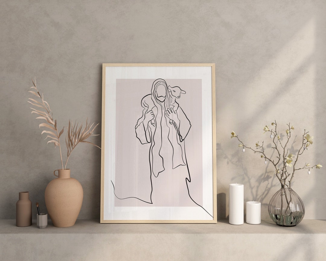 Christian Line Art, Jesus Line Art, Bible Story, Baptism Gift, Christ ...