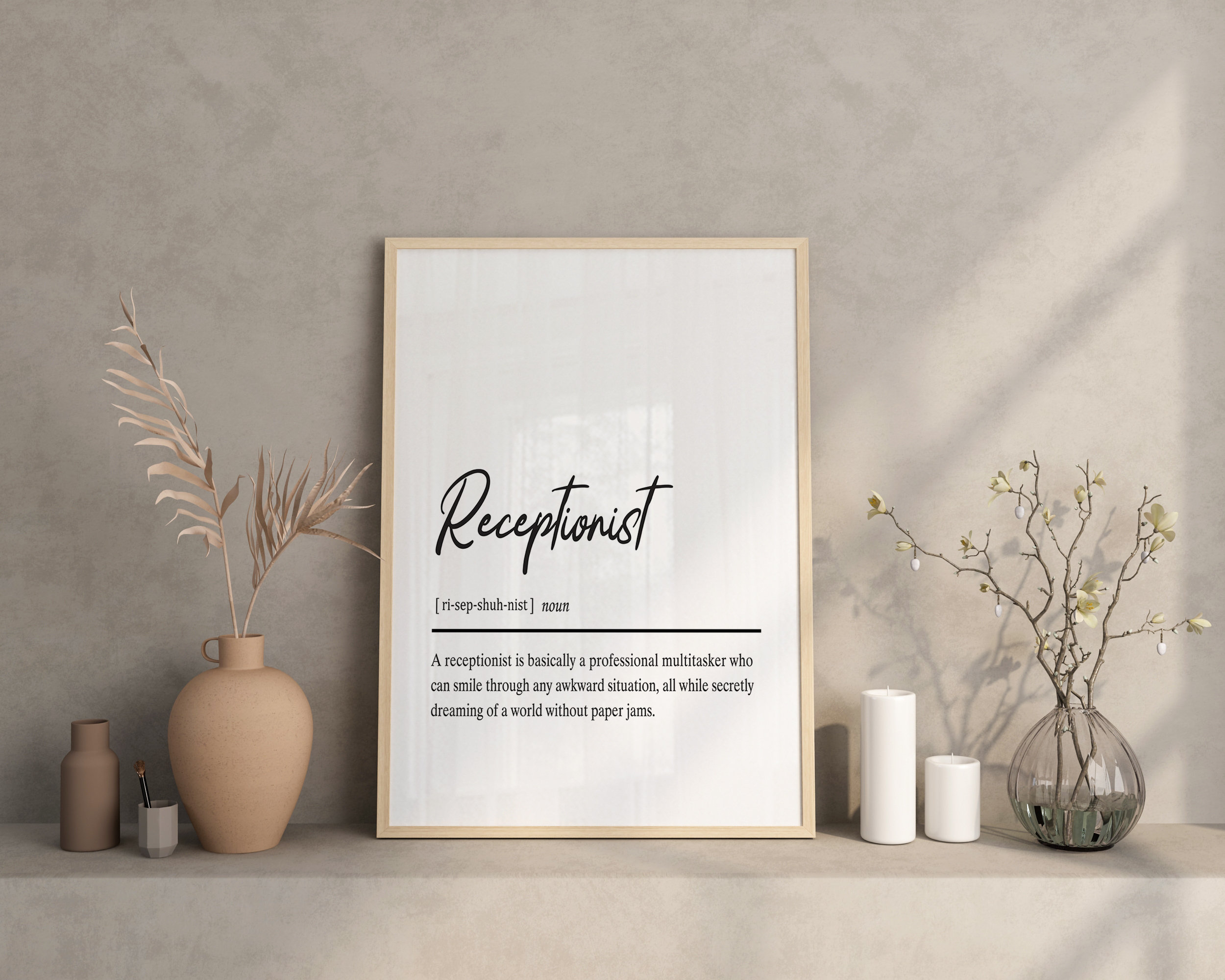 Receptionist Definition Print Gift, Receptionist Gift, Funny Home ...