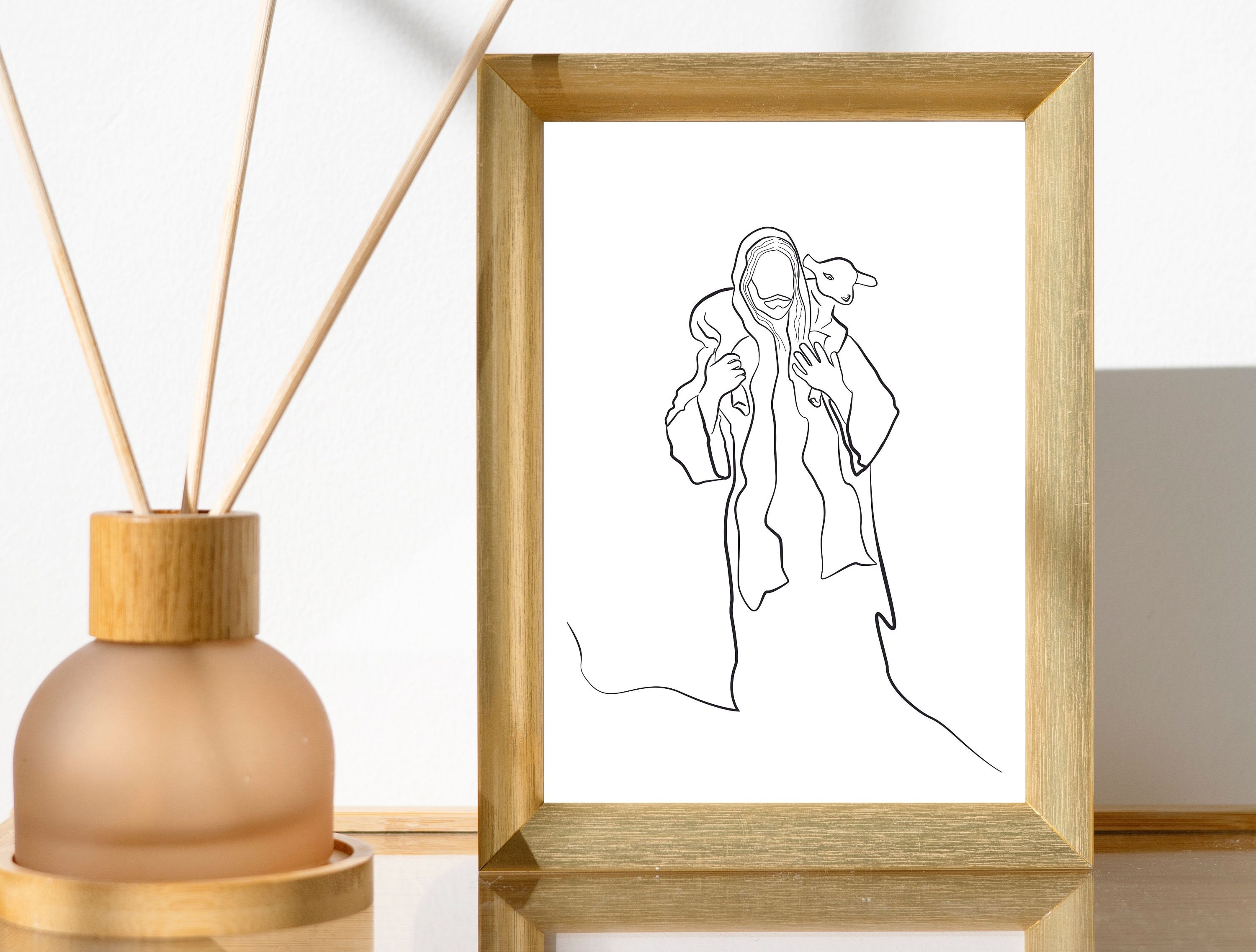 Christian Line Art, Jesus Line Art, Bible Story, Baptism Gift, Christ ...