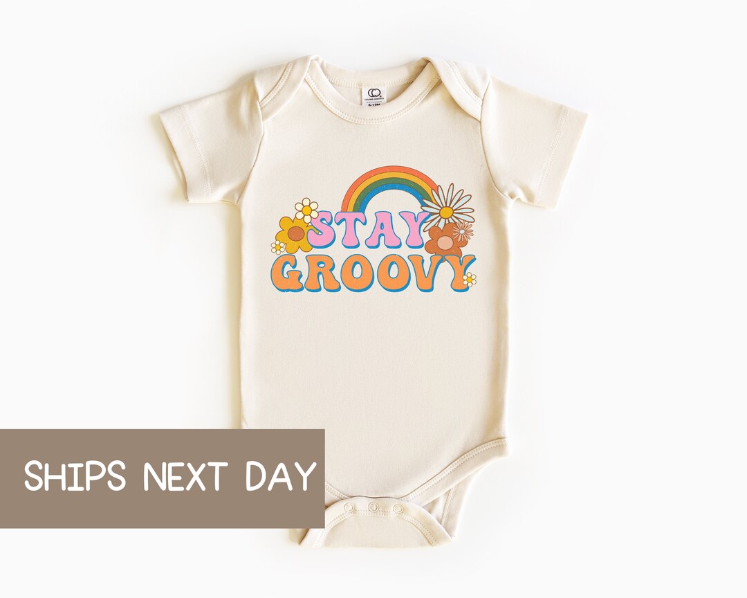 Retro Stay Groovy Baby Onesie®, Boho Baby Bodysuit®, Rainbow Baby ...