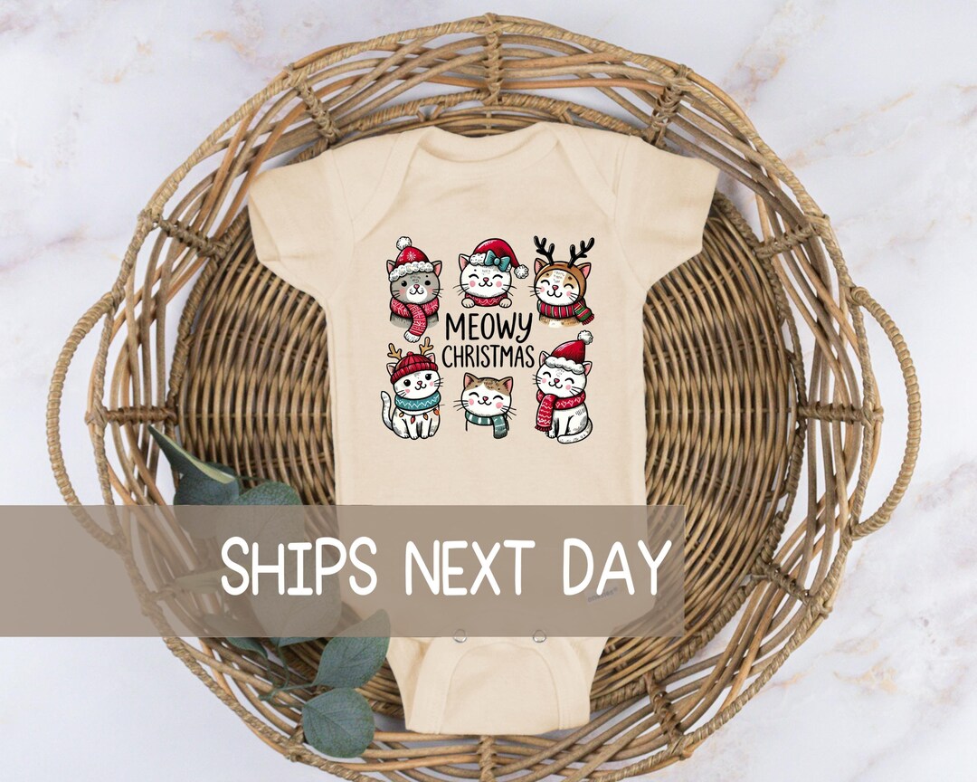 Meowy Catmas Baby Onesie®, Cute Cat Christmas Outfit for Babies ...