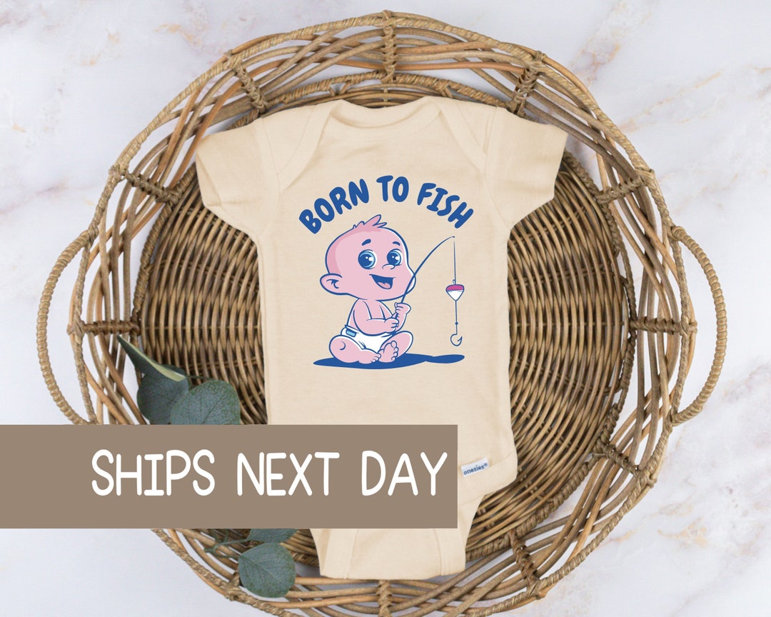 Born to Fish Baby Bodysuit®, Cute Baby Boy Onesie®, Fishing Onesie ...