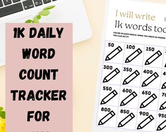 2k a Day Word Count Printable Tracker With Hearts | Writing Tools ...