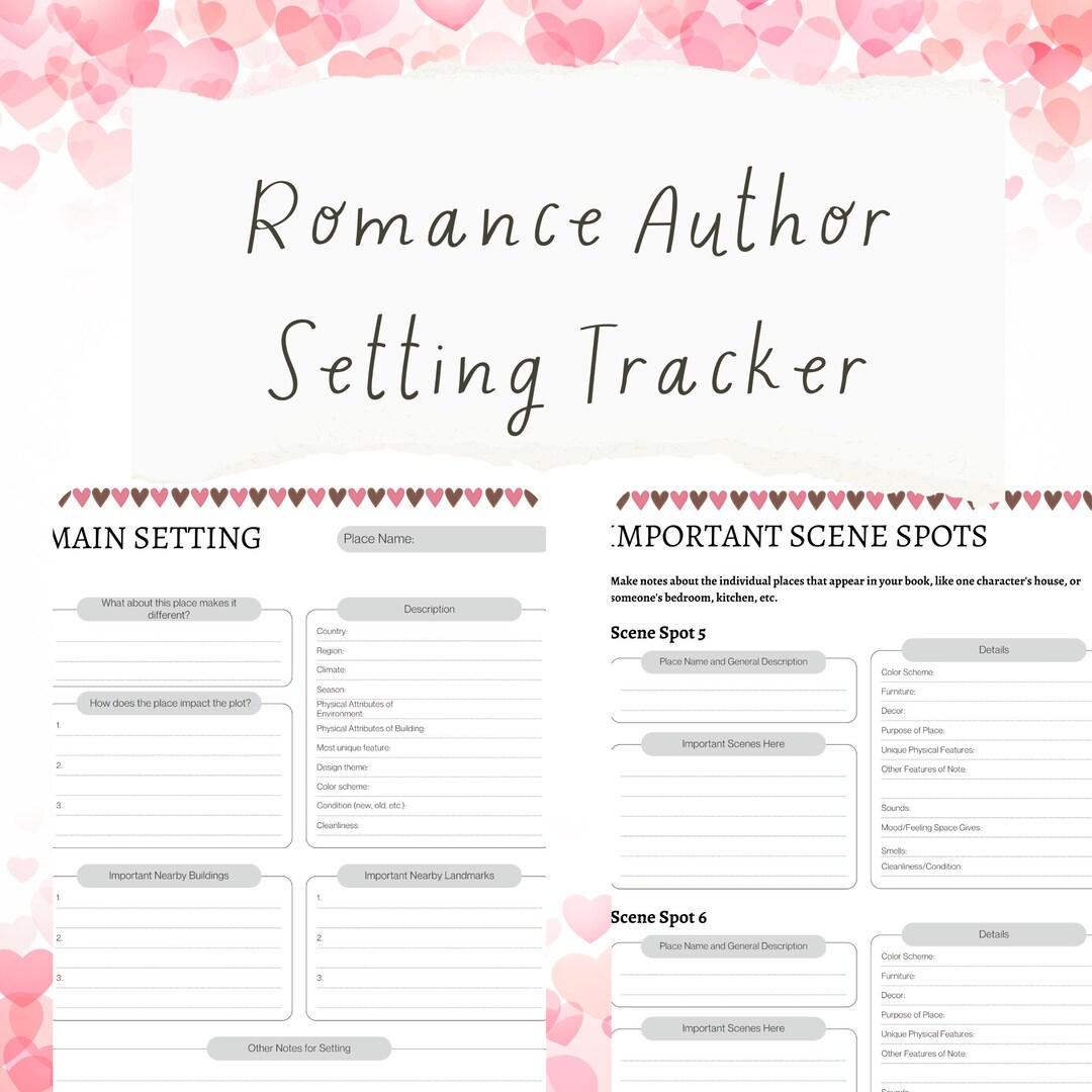 Romance Author Setting Tracking Sheet | Writing Tools | Printable PDF | Instant Download | Story ...