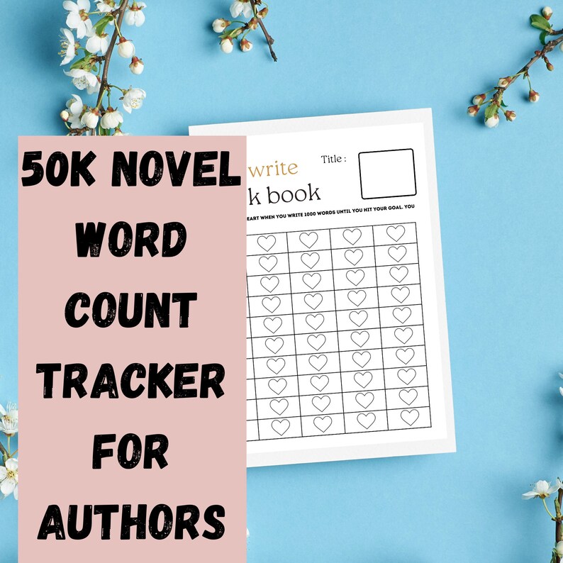 50k Novel Word Count Tracker | Writing Tools | Printable PDF | Instant ...
