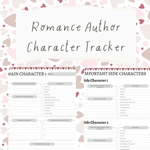 Romance Author Character Tracking Sheet | Writing Tools | Printable PDF ...