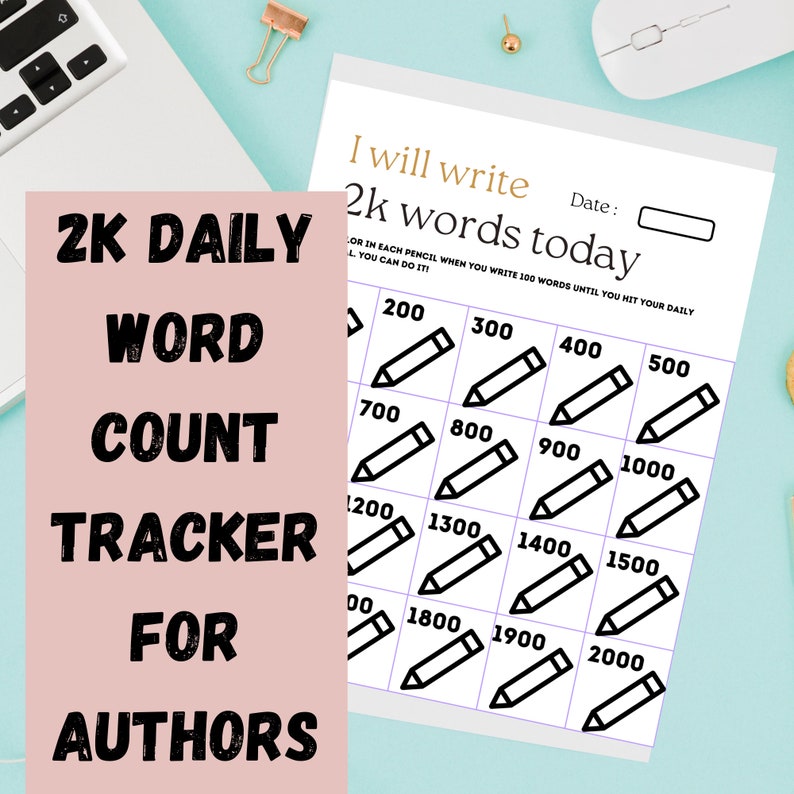 2k a Day Word Count Printable Tracker for Authors | Writing Tools ...