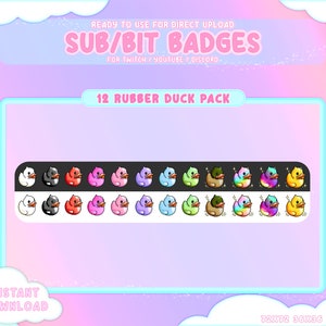 12 Rubber Duck Sub/bit Badges / Duck / Kawaii / Streamer / Duck Emote ...