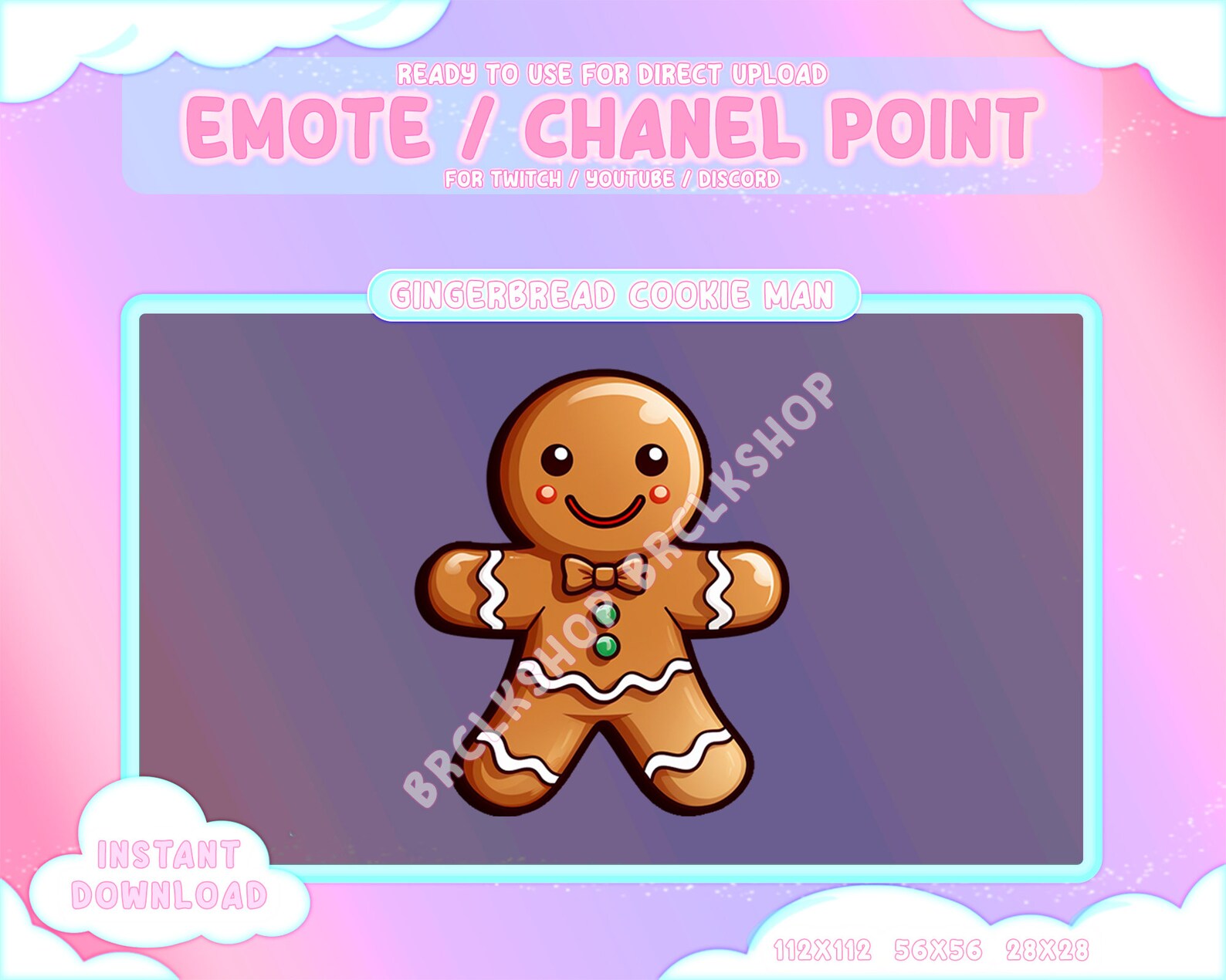 Gingerbread Cookie Man Channel Points | Cute Cookie Badge | Streamer ...