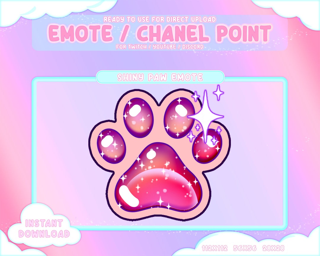 Dark Pink Shiny Paw Twitch Coin Emotes / Channel Points / Cute Pastel ...
