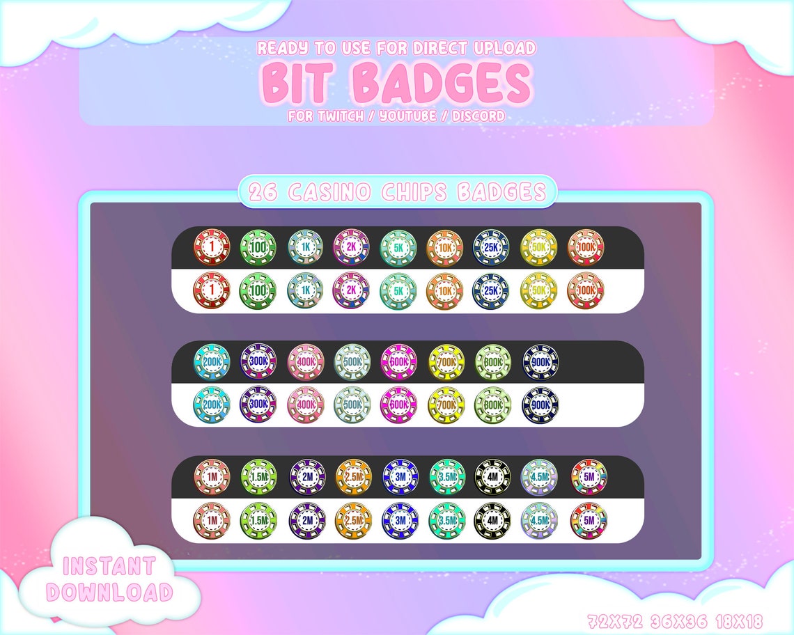 26 Casino Chips Twitch Bit Tier Badges | Twitch Bit Badges | Twitch ...
