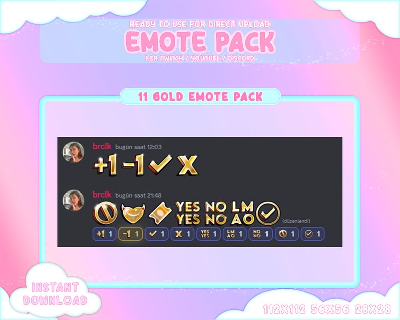 12 Twitch Emotes Pack for Streamers Gold Text Emote Text - Etsy