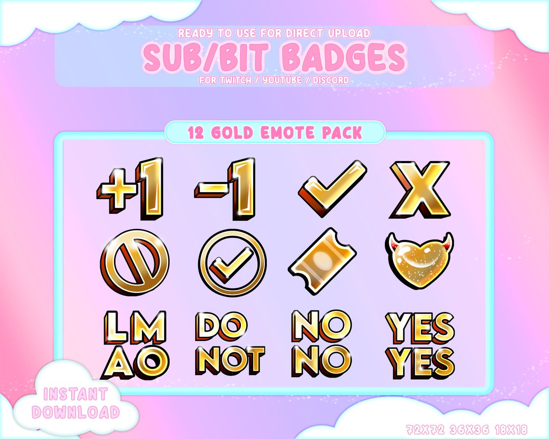 12 Twitch Emotes Pack for Streamers - Gold Text Emote - Text Emote ...