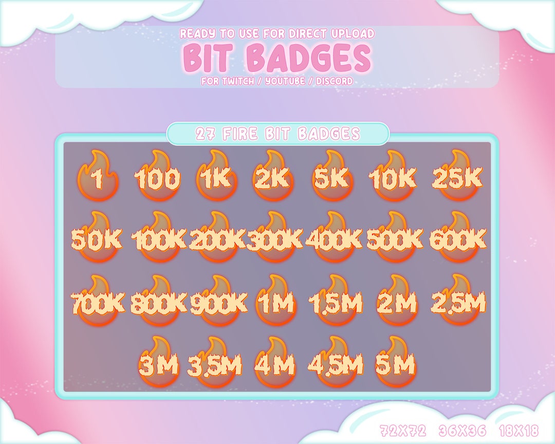 26 Fire Twitch Bit Tier Badges | Twitch Bit Badges | Twitch Badges ...