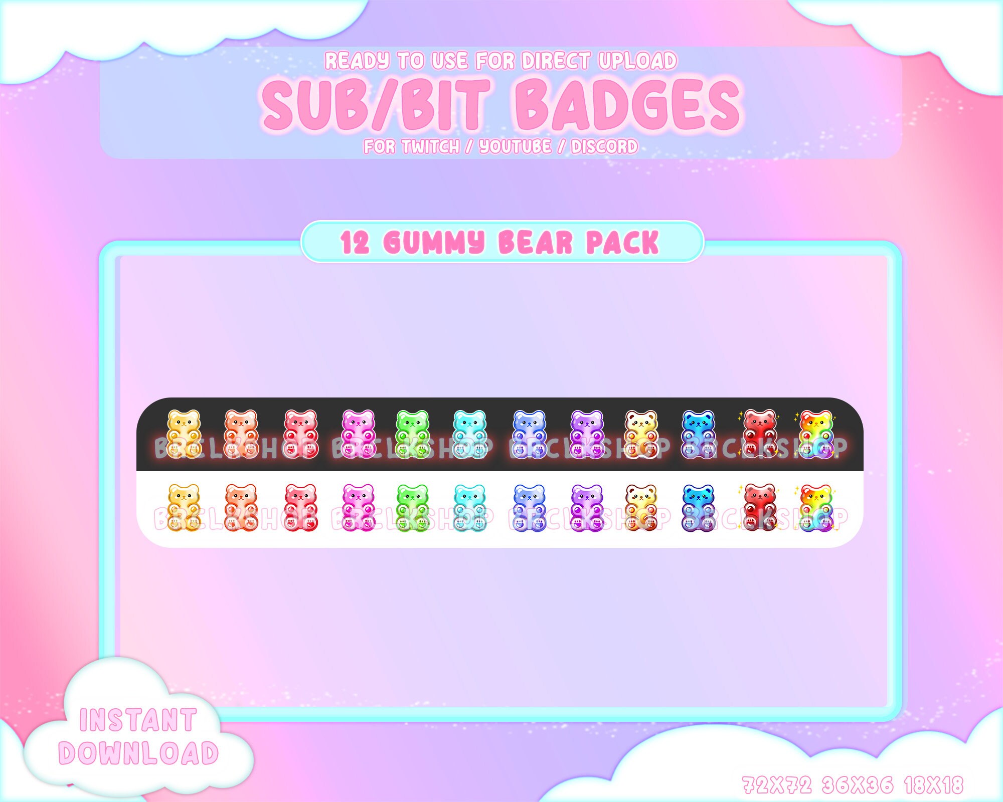 12 Gummy Bear Sub/bit Badges / Haribo / Kawaii / Streamer / Bear Sub ...