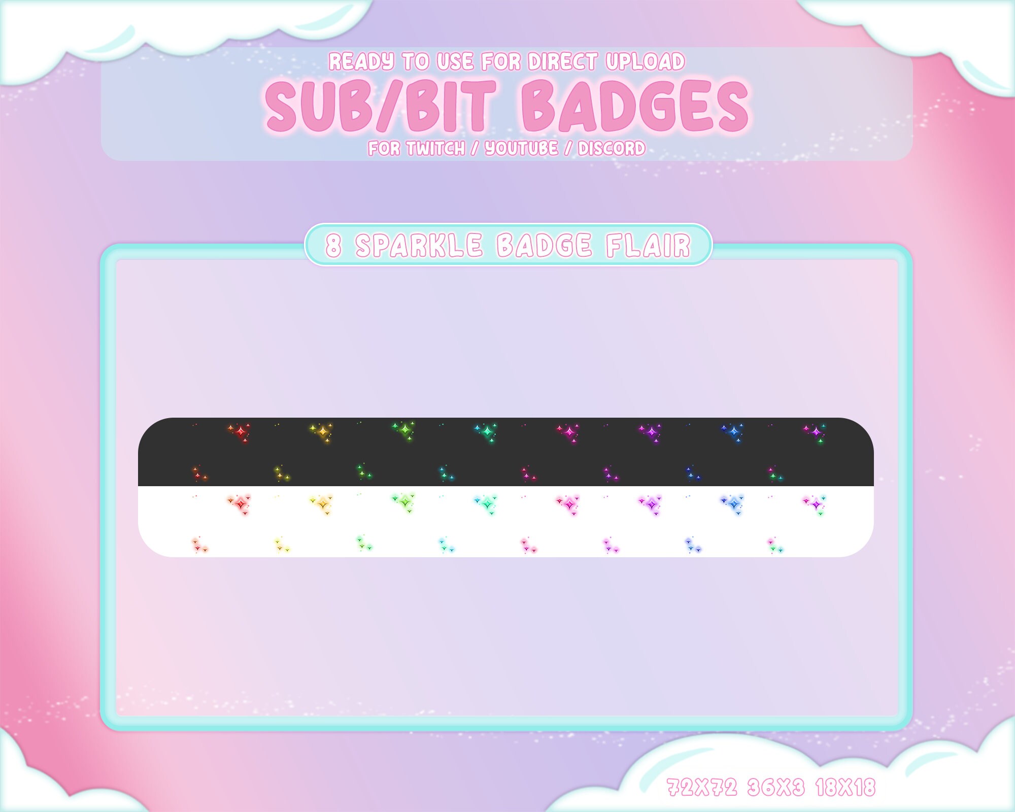 8 Sparkles Twitch Sub Badge Flair - Bit Badges - Streamer - Stream ...
