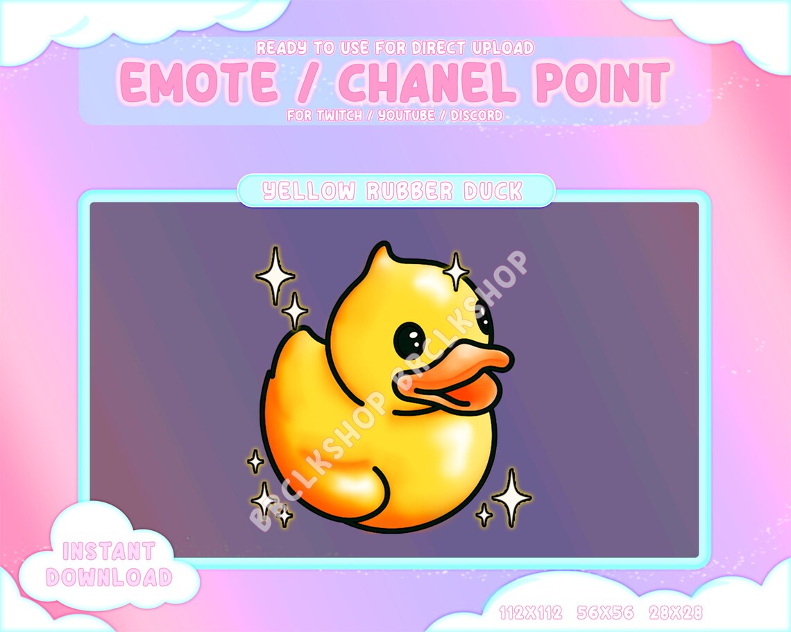 Yellow Rubber Duck Twitch Coin Emotes / Channel Points / Cute Pastel ...