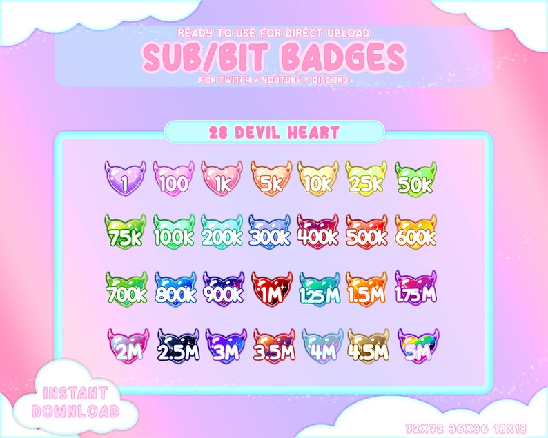 28 Devil Heart Twitch Bit Tier Badges | Twitch Bit Badges | Twitch ...