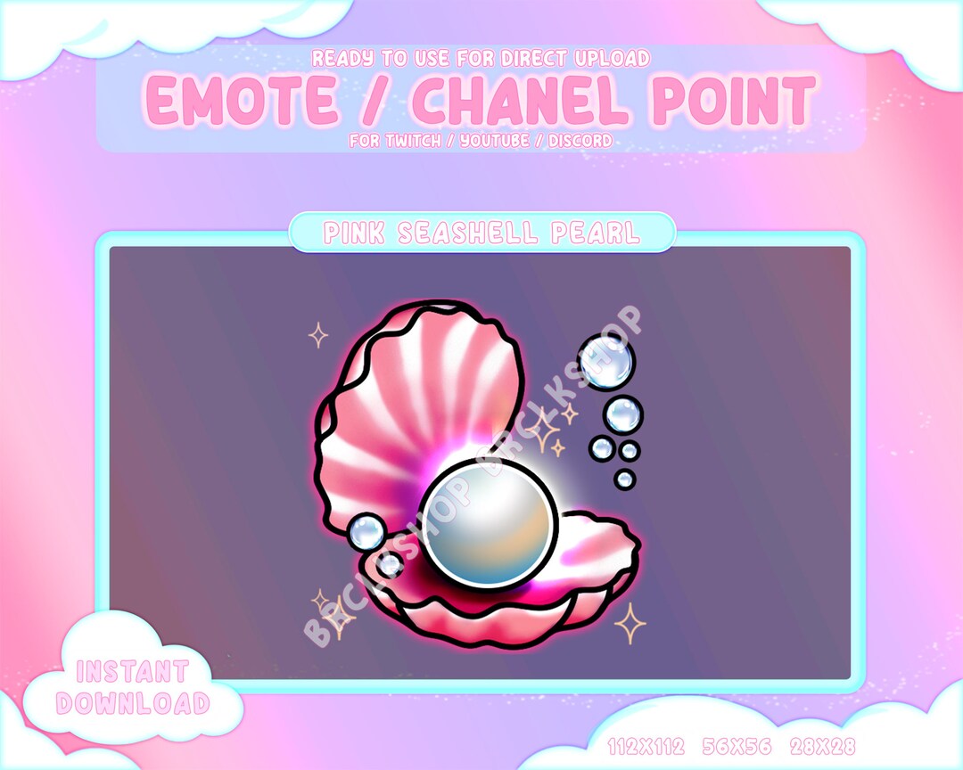 Pink Seashell Pearl Twitch Coin Emotes / Channel Points / Cute Pastel ...