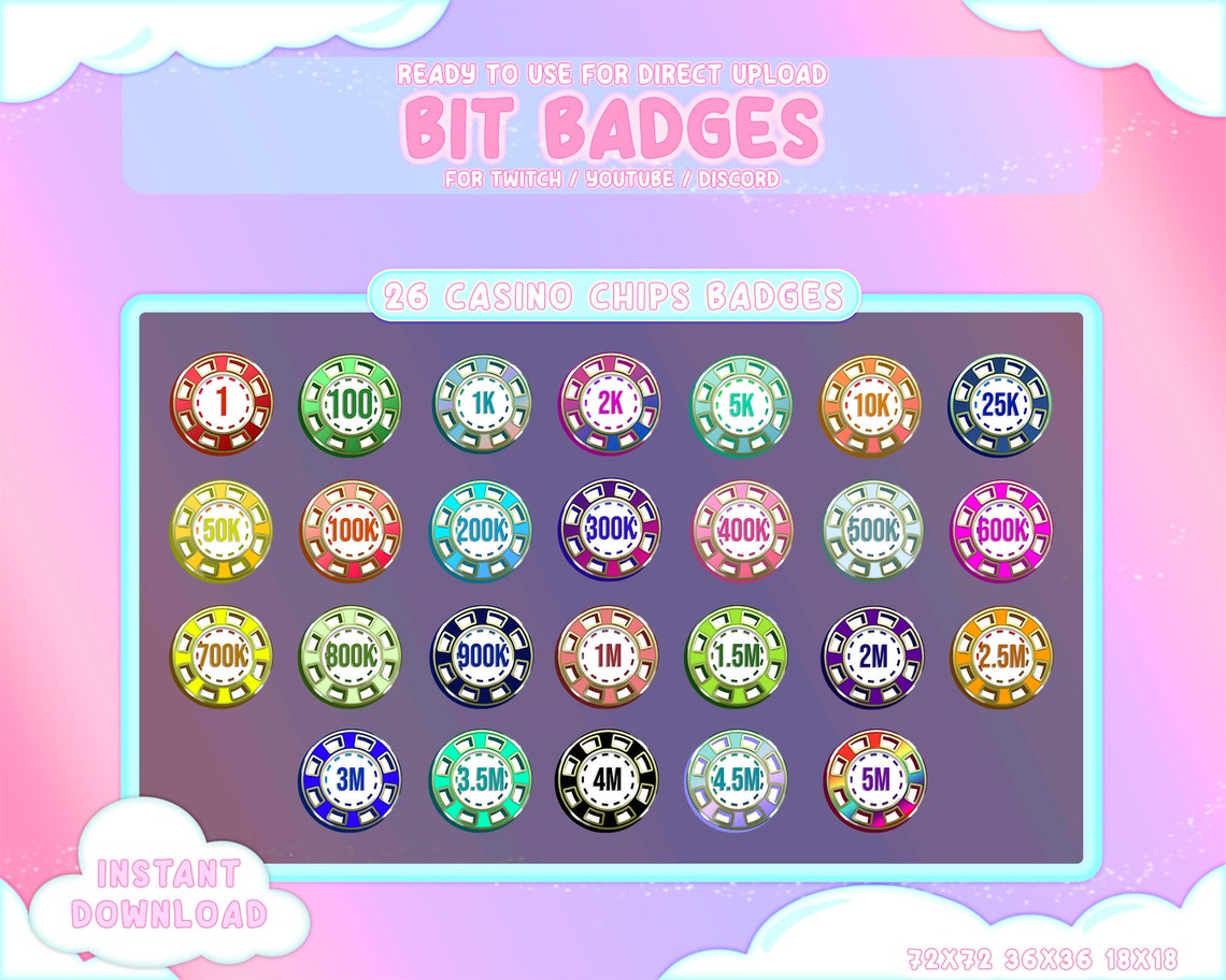 26 Casino Chips Twitch Bit Tier Badges | Twitch Bit Badges | Twitch ...