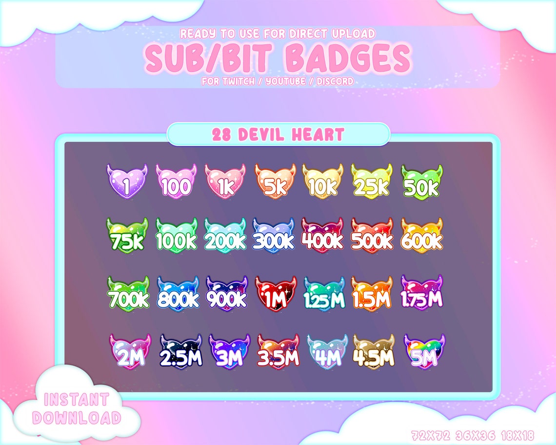 28 Devil Heart Twitch Bit Tier Badges | Twitch Bit Badges | Twitch ...