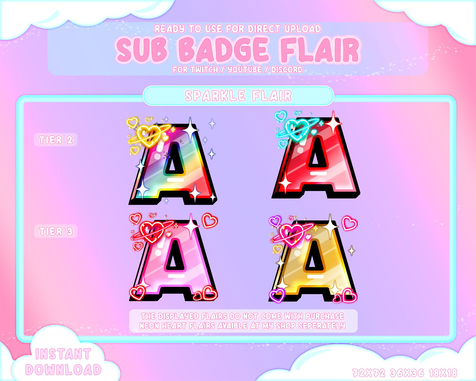 13 'A' Lettertwitch Sub/bit Badges / Kawaii / Streamer / Shiny / Letter ...