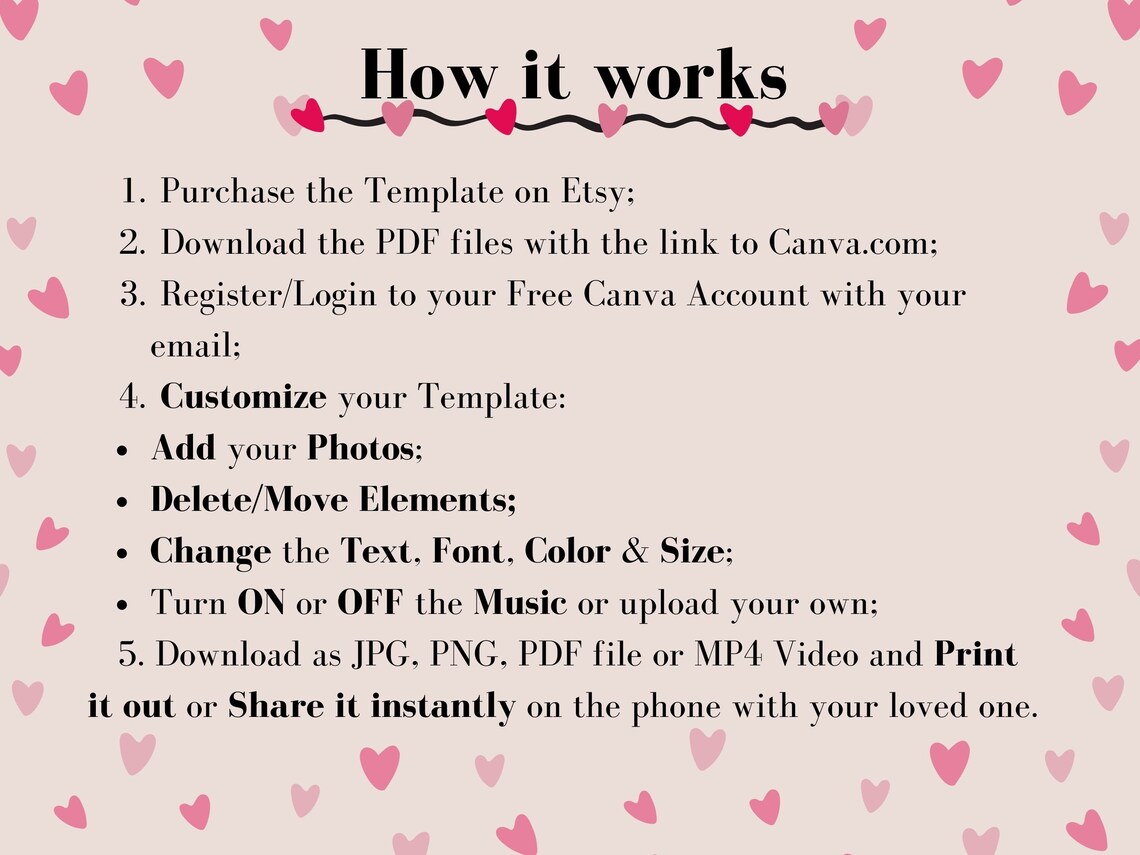 Editable Valentine's Day Video Card Canva Template With Music, Instant ...