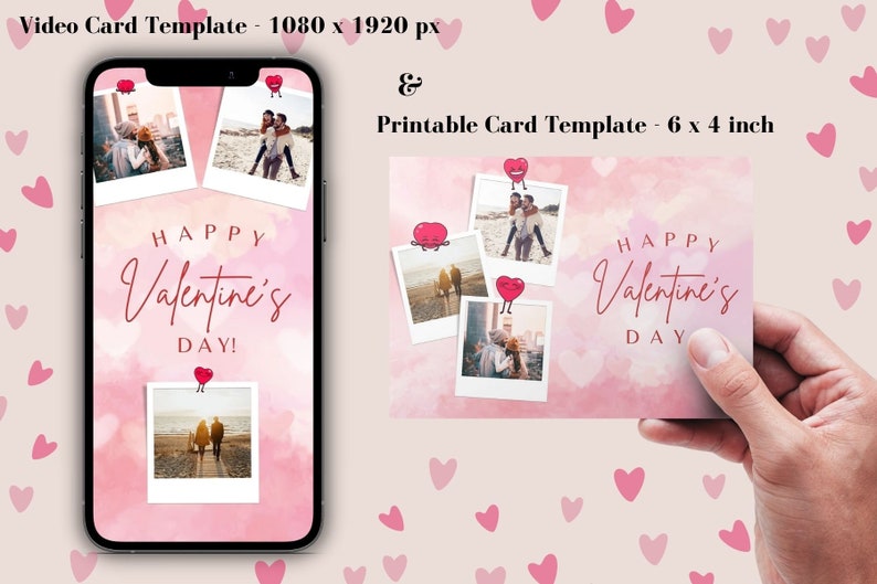 Editable Valentine's Day Video Card Canva Template With Music, Instant ...