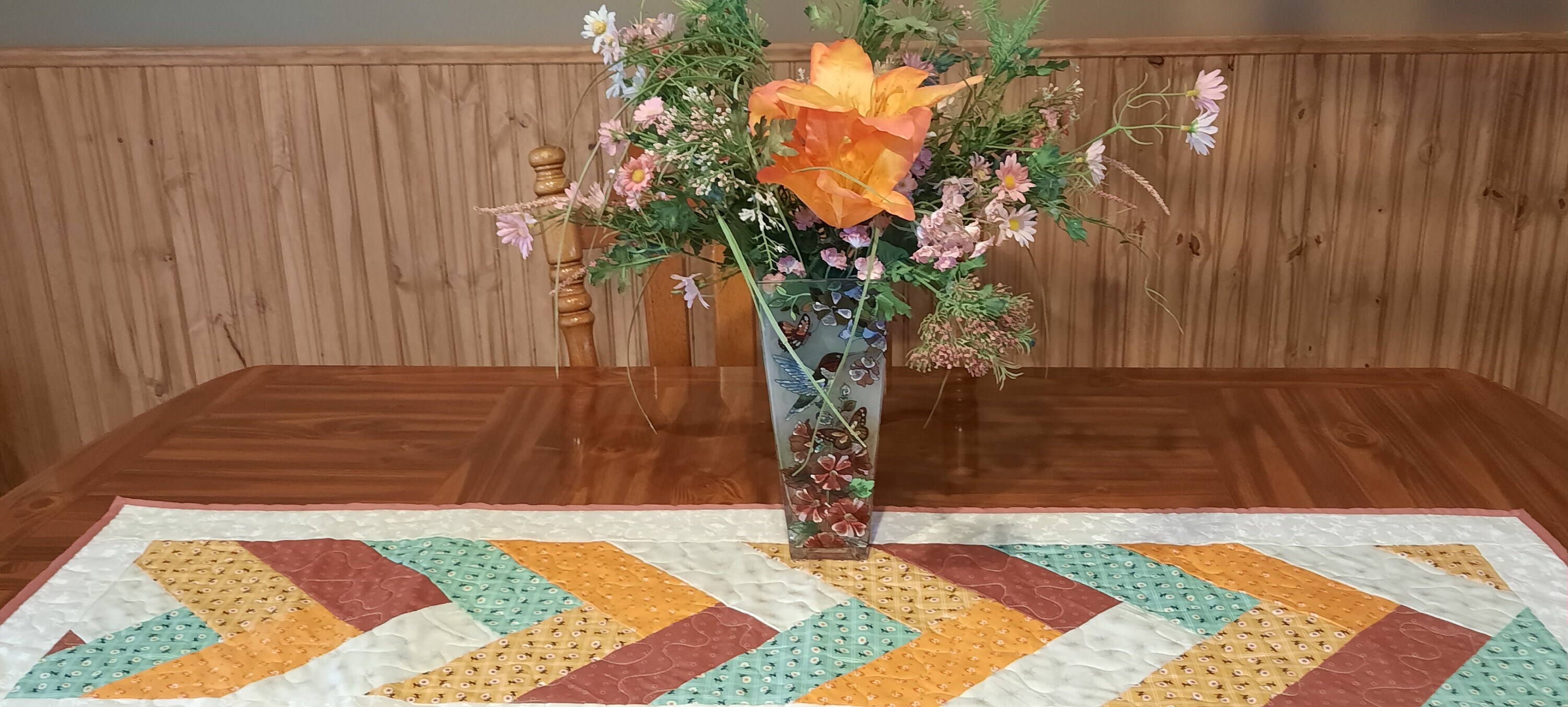 Handmade and Quilted Zig Zag Table Runner One of a Kind! - Etsy