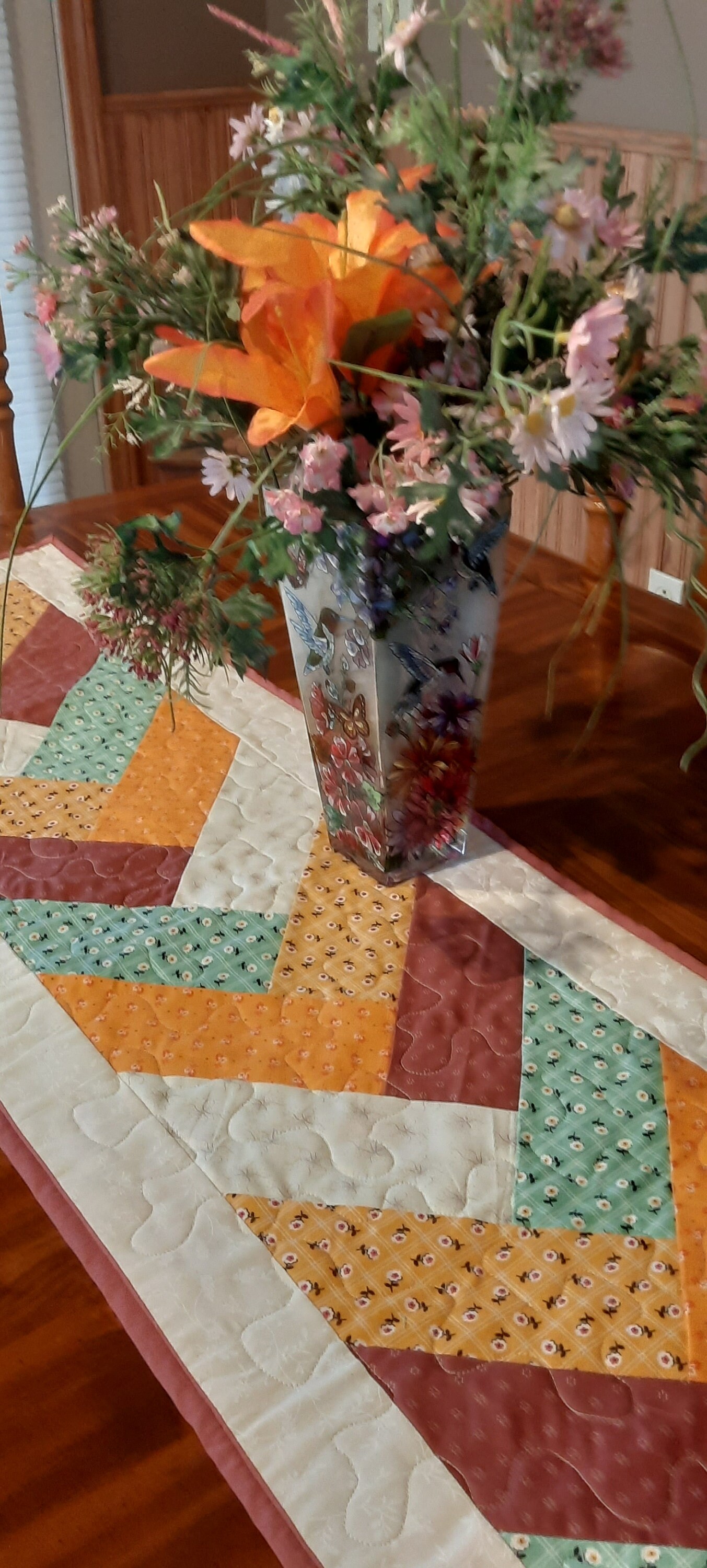 Handmade and Quilted Zig Zag Table Runner One of a Kind! - Etsy