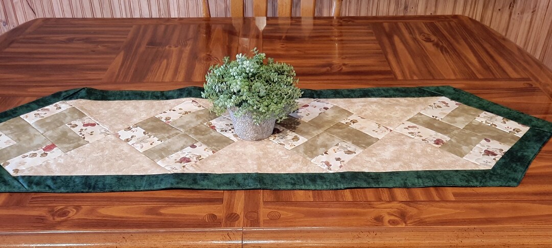 Handmade and Quilted Two by Two Pattern Table Runner With Matching ...
