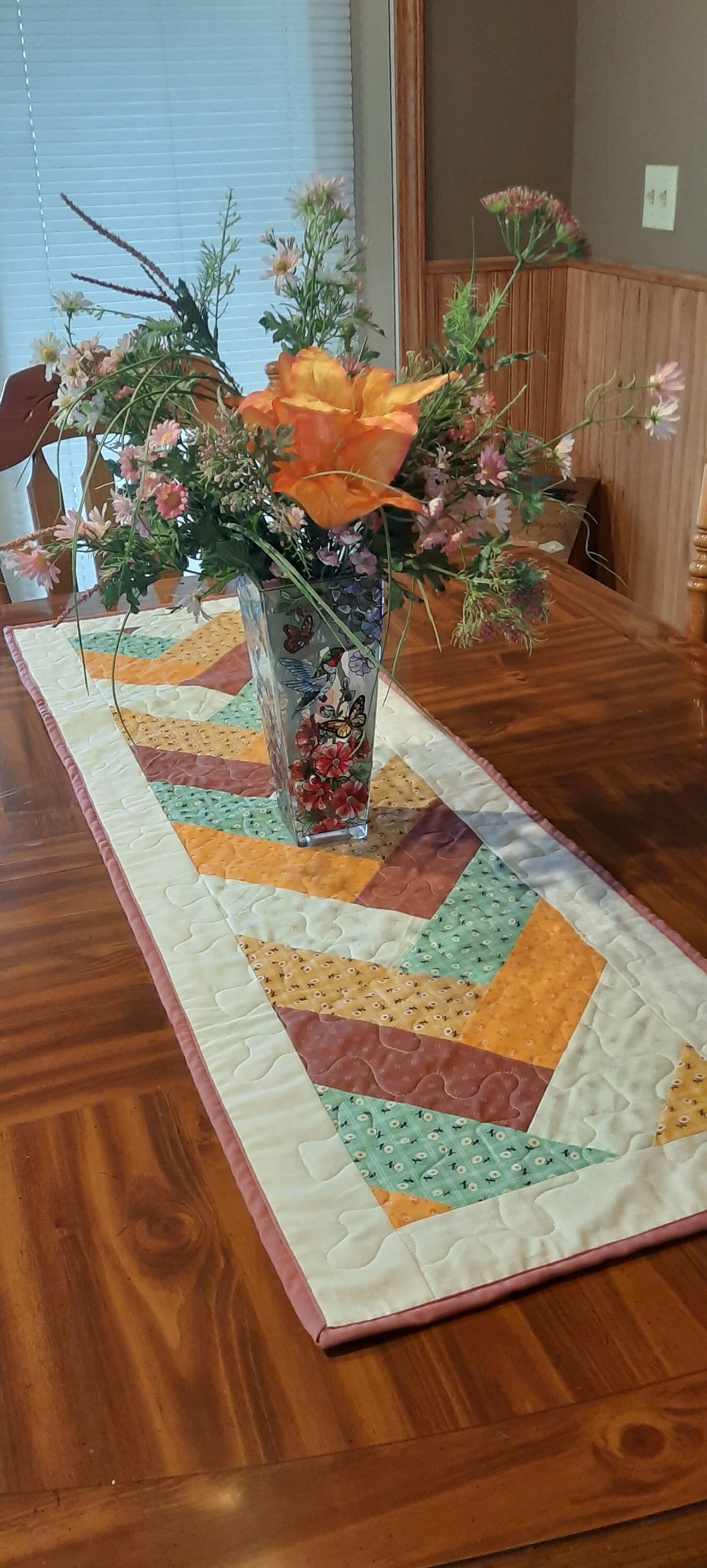 Handmade and Quilted Zig Zag Table Runner One of a Kind! - Etsy