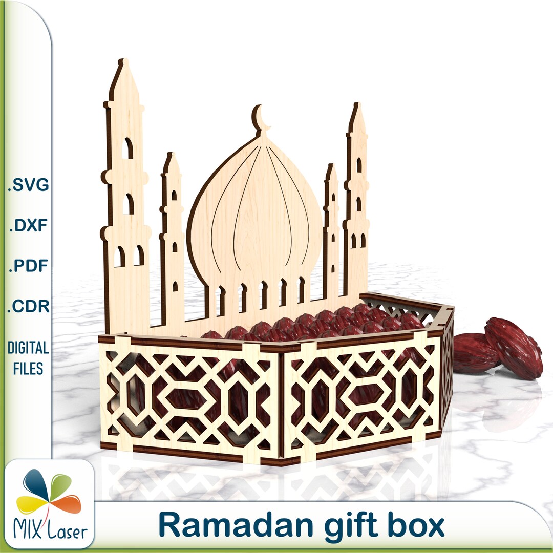 Ramadan Box Tray SVG DXF Laser Cutting Plans - Eid Mubarak Dessert ...