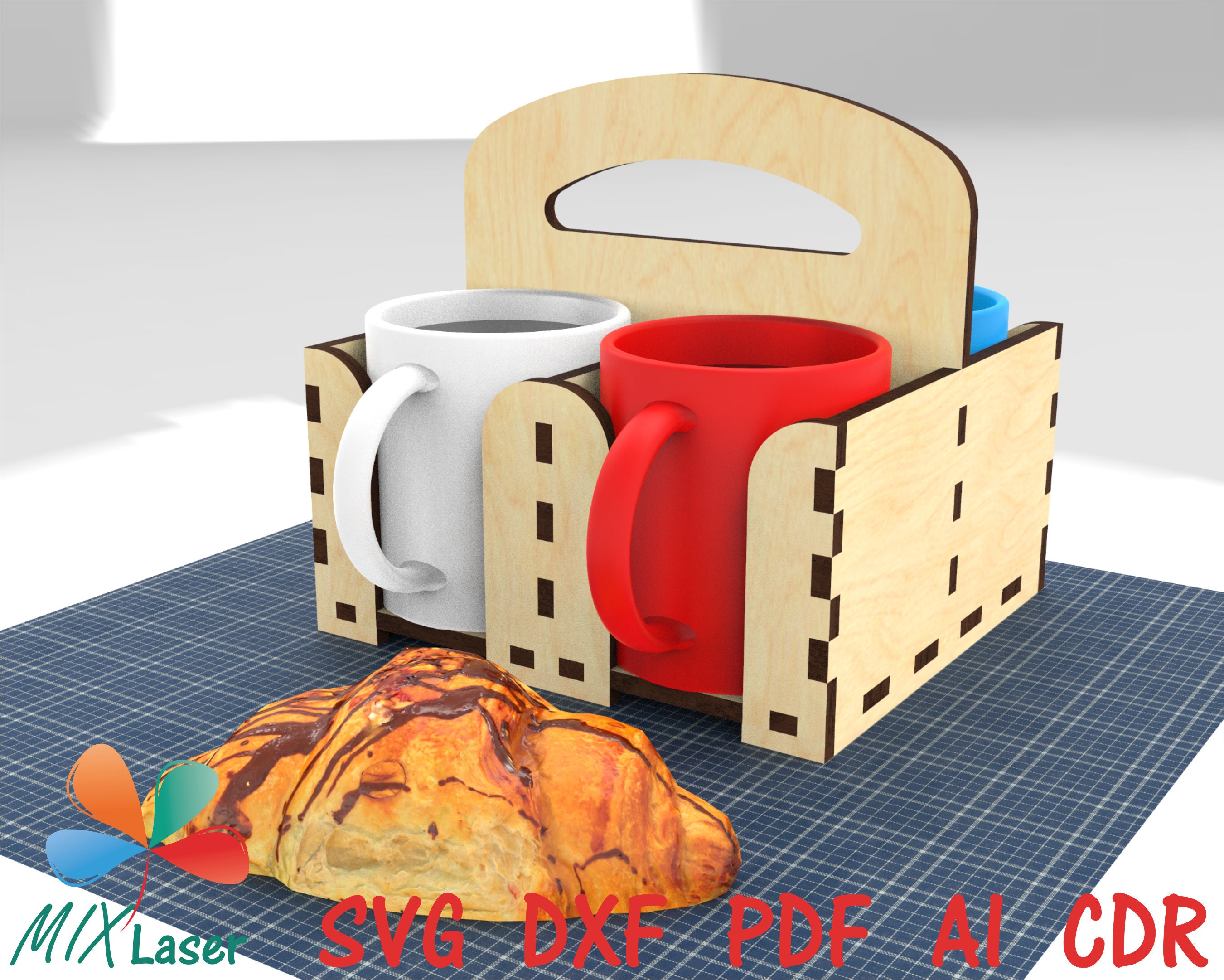 Lasercut Files Coffee Mug Cup Carrier Tabletop Mug Holder - Etsy