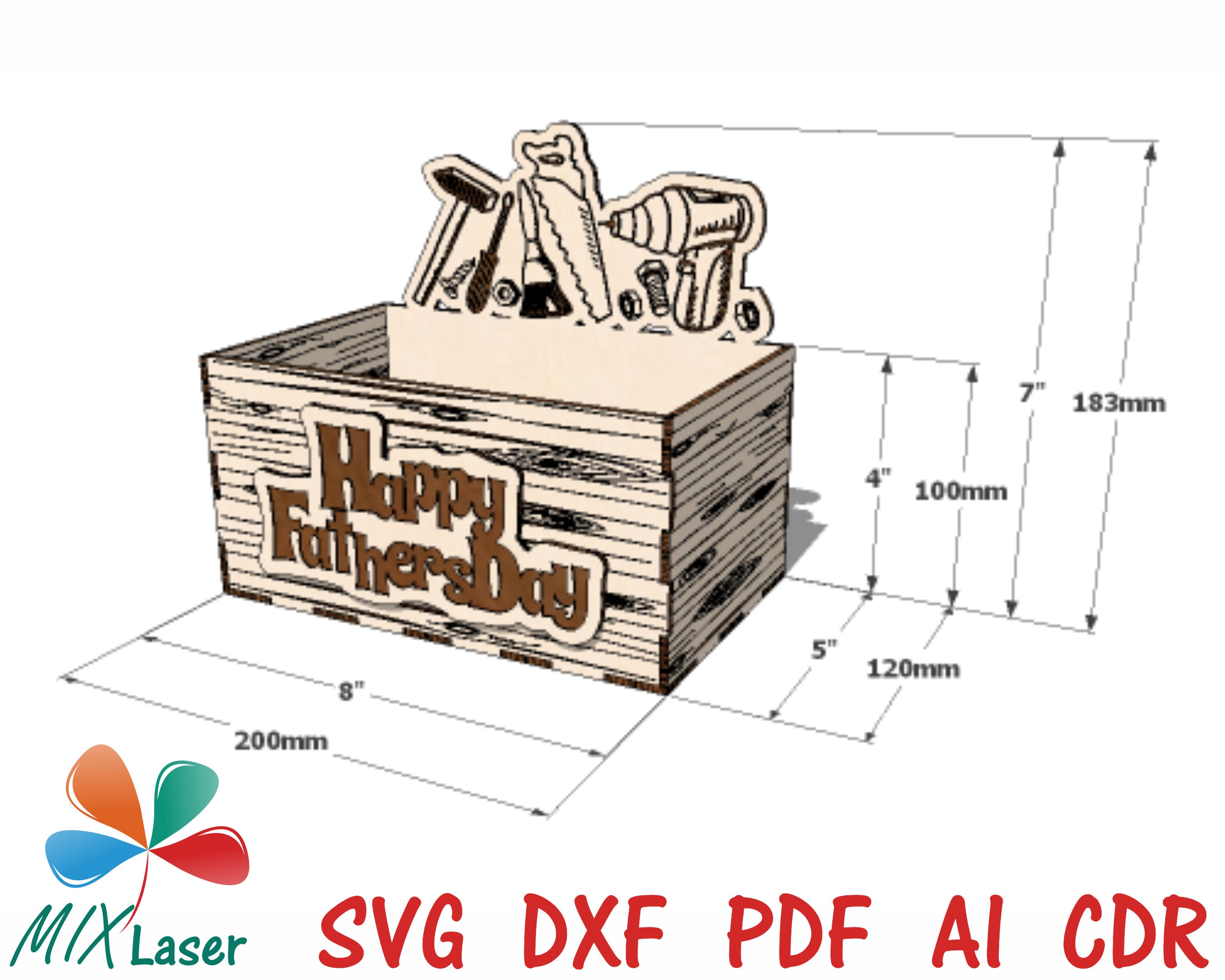 Happy Fathers Day Gift Box. SVG DXF Laser Cut Files for Wood. - Etsy