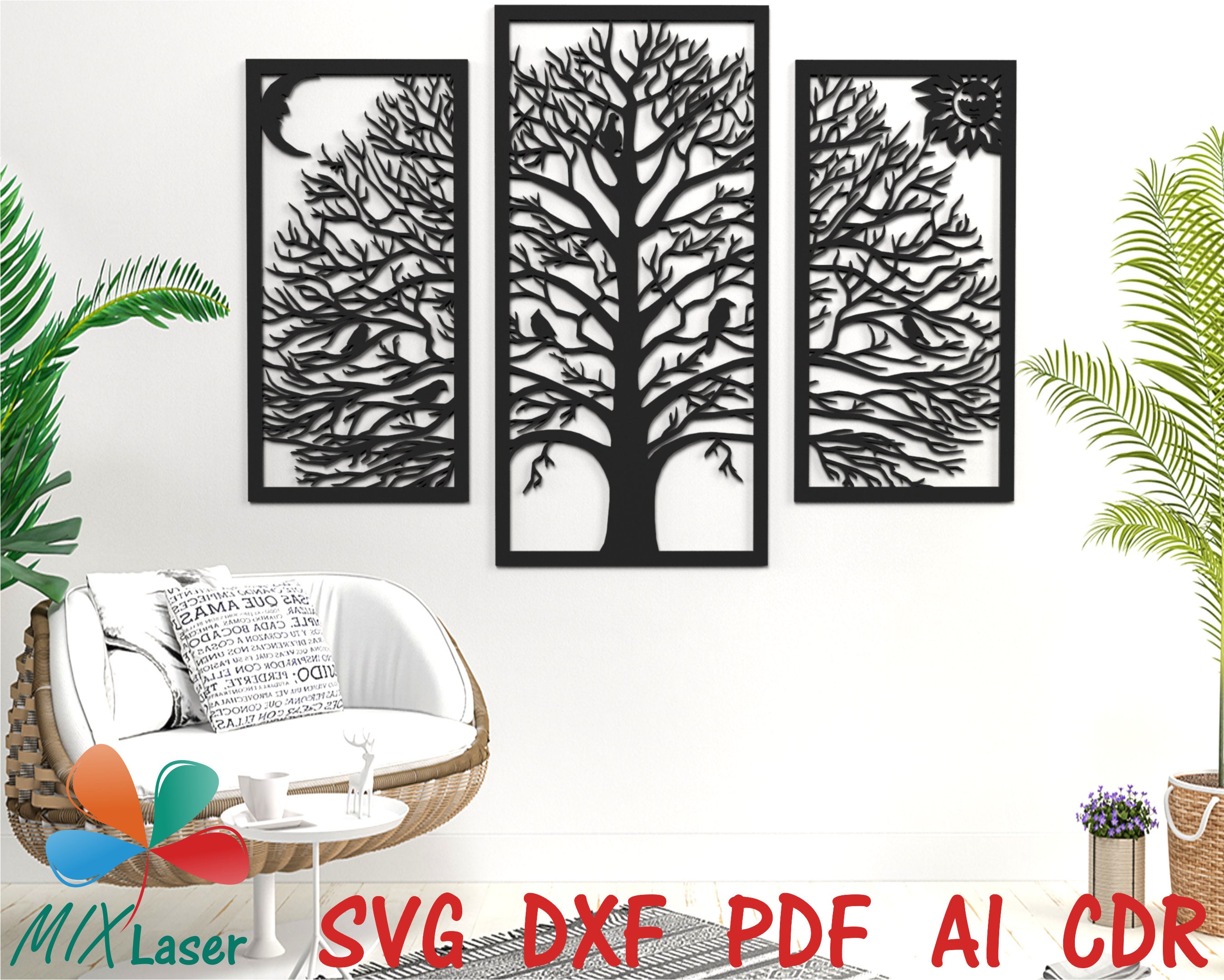 Tree Wall Art. Laser Cutting SVG DXF CNC Pattern Files. - Etsy