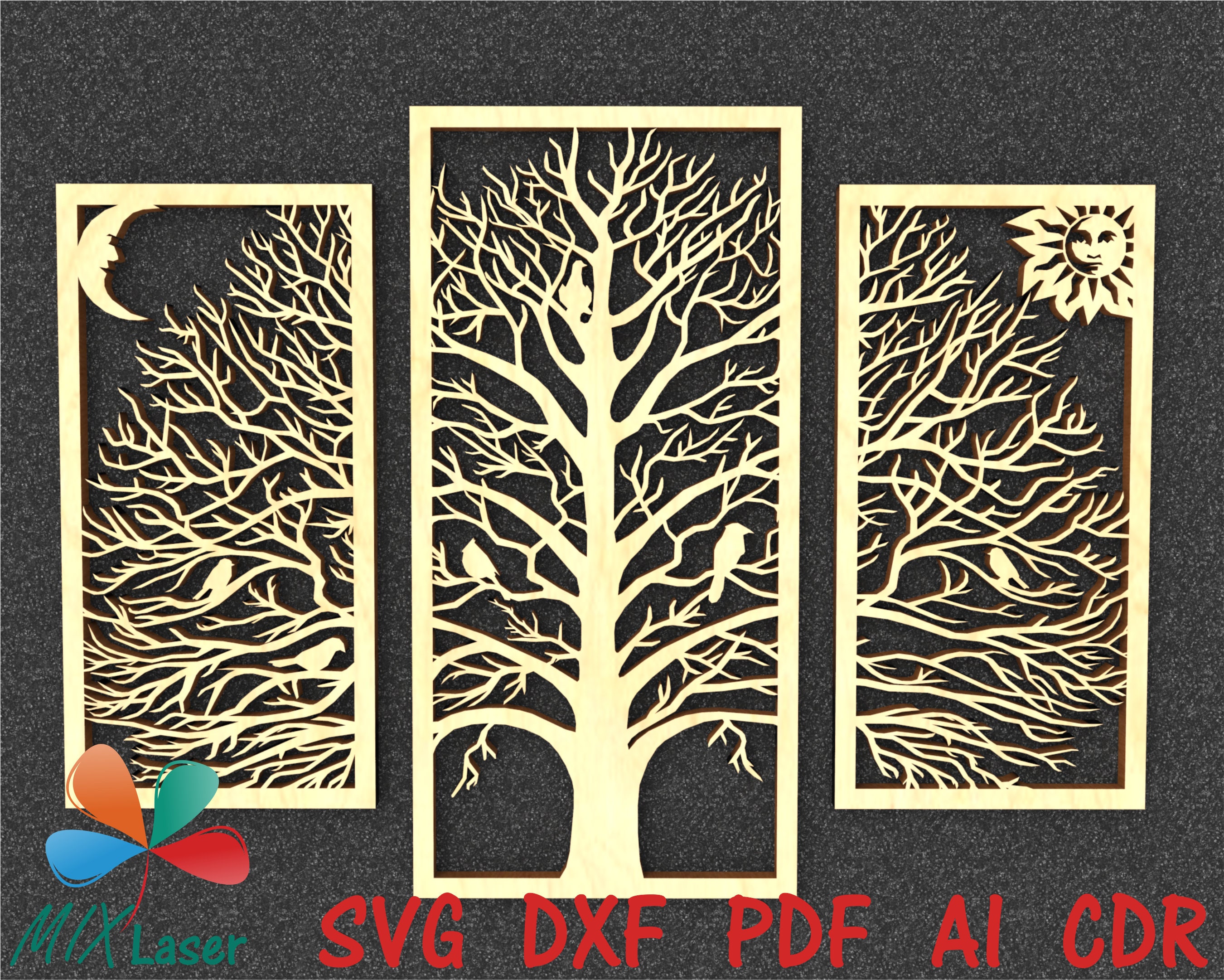 Tree Wall Art. Laser Cutting SVG DXF CNC Pattern Files. - Etsy
