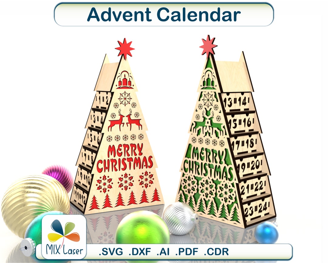 Laser Cut Files Christmas Advent Calendar Glowforge SVG Projects, Xmas ...