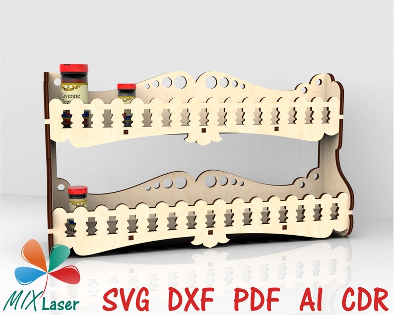 Laser Design Files Spice Rack Holder Shelf Spice Kitchen Organizer. DXF ...
