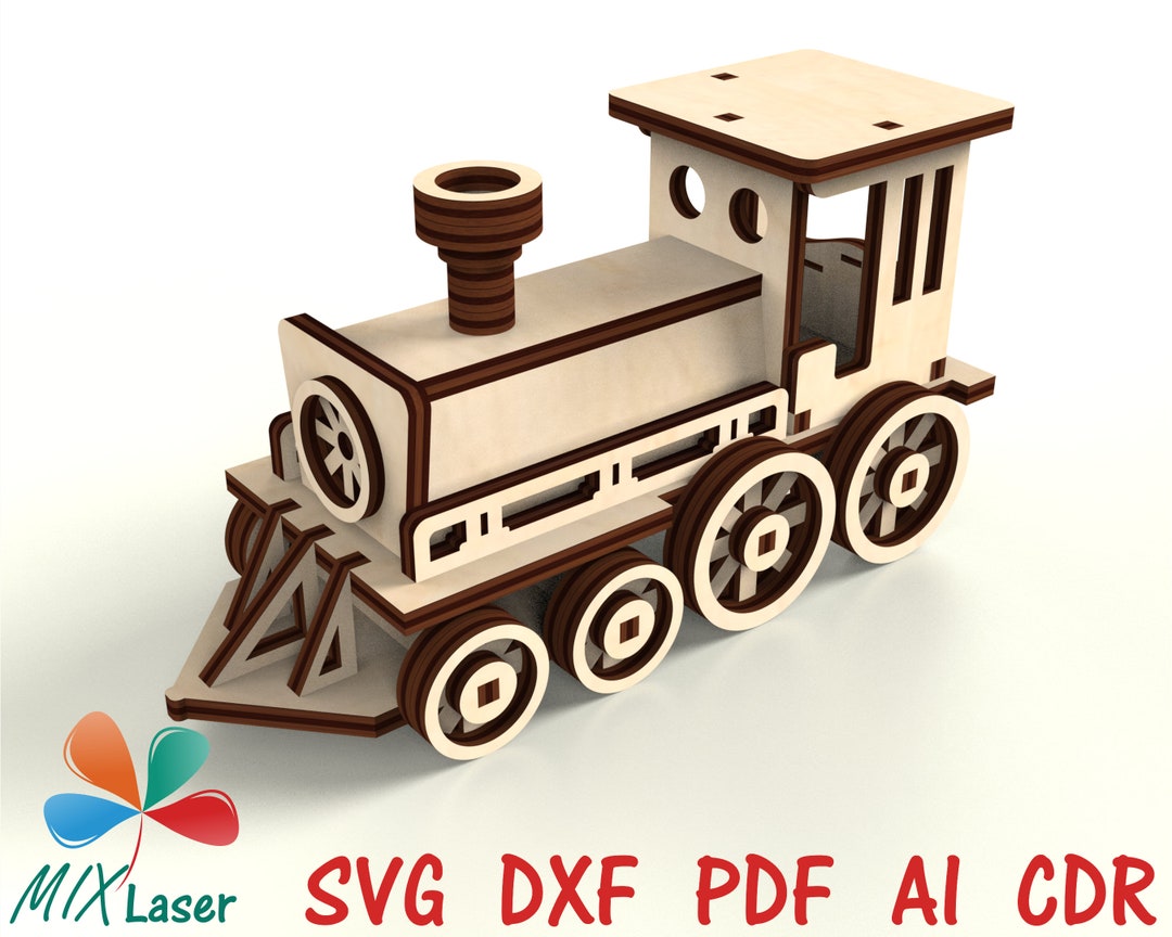 Old Train Lokomotive Model Laser Cutting SVG DXF CNC Files - Glowforge ...