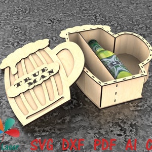 Father's Day Gift Box for Beer and Snacks, Laser Cut Box SVG DXF Vector ...