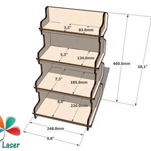 Two 4 Tier Mobile Display Shelf Stands, SVG Laser Cutting Display Stand ...